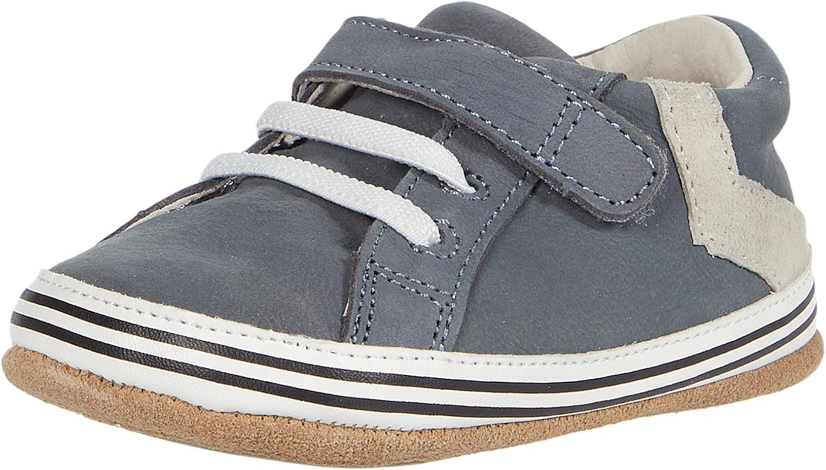 Robeez Baby Boys First Kicks, Adam Grey Leather, 9-12 Months