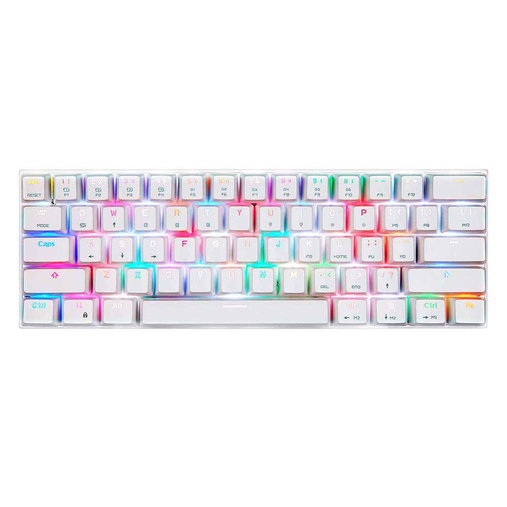 Motospeed CK62 61 Keys RGB Mechanical Keyboard USB Wired BT Dual Mode Gaming Keyboard Pink with OUTEMU Red Switches