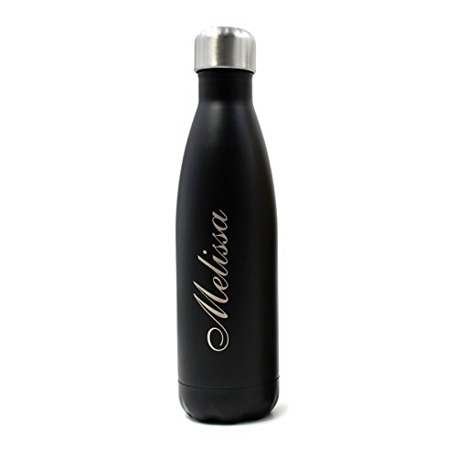 Customized Engraved Double Wall Stainless Steel Vacuum Insulated Water Bottle Birthday Wedding Graduation Gift, 17 oz(Black)