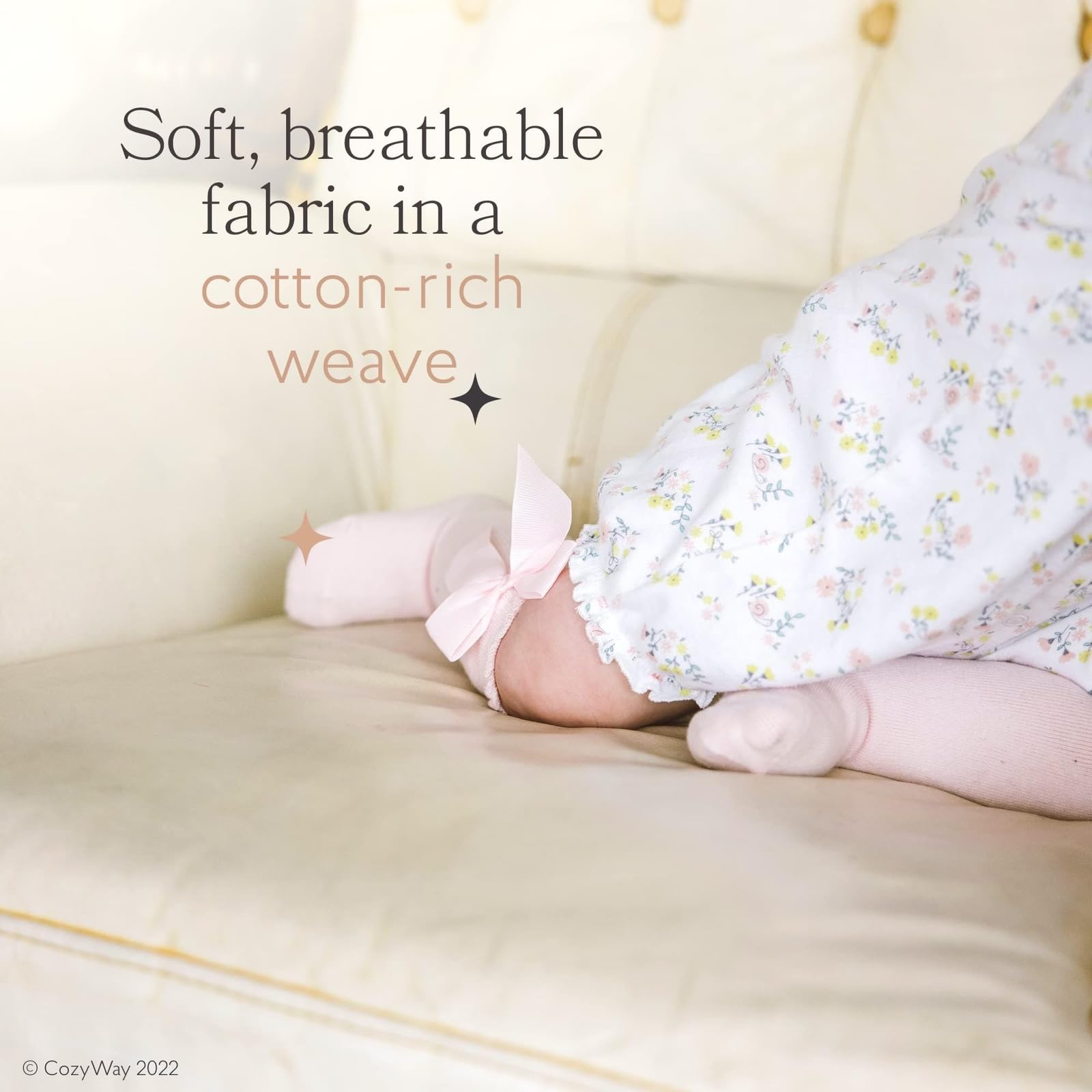 CozyWay Baby Knee High Bow Socks For Baby Girls Infant 0-9 Months 3-3 Pack