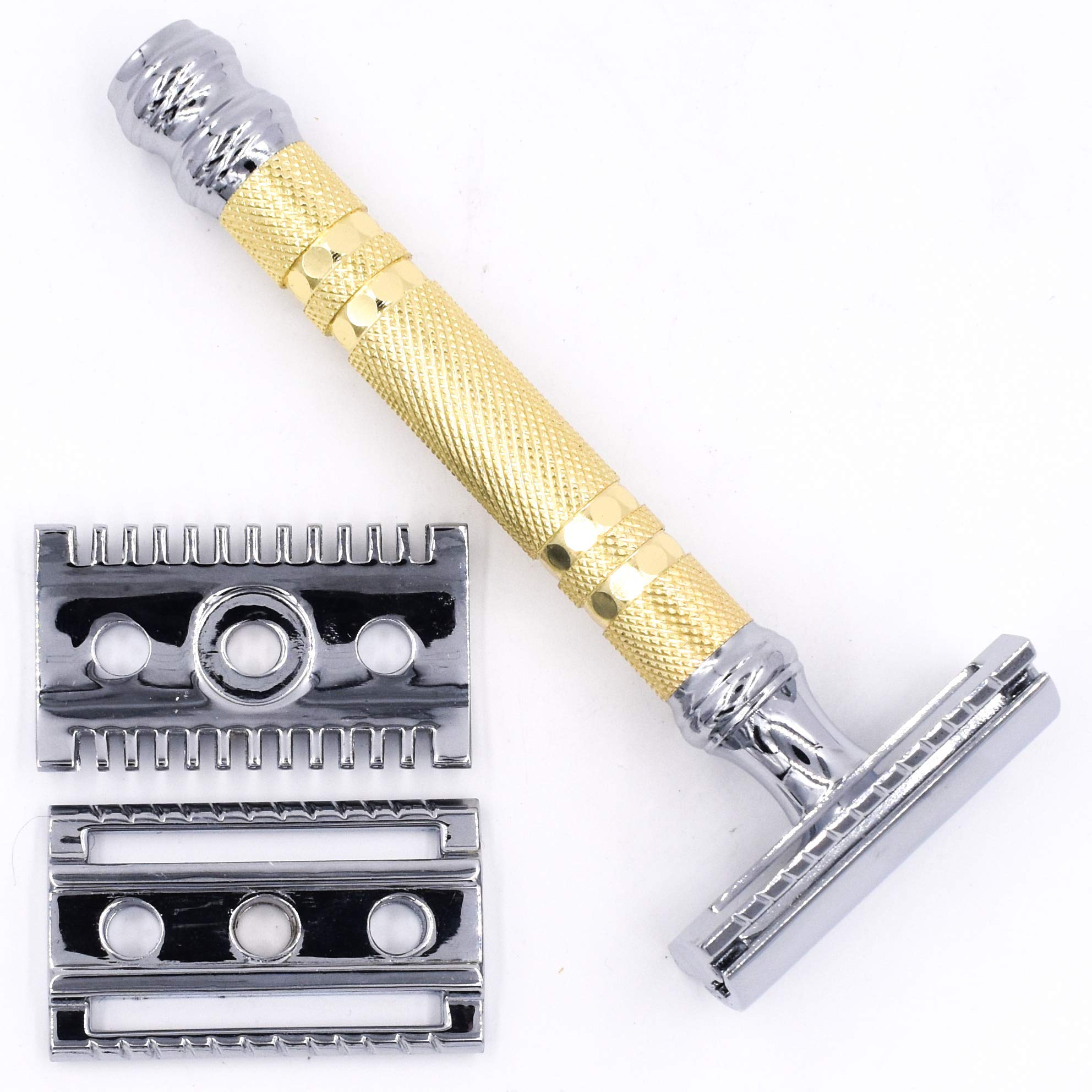 Parker THE CONVERTIBLE 69CR Duel Head Double Edge Safety Razor with Both Open and Closed Comb Heads Included to Customize your Shave, Includes 5 Parker Blades too