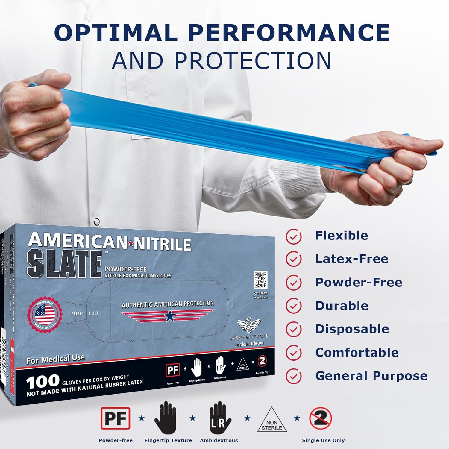 American Nitrile β Slate Powder Free Nitrile Gloves β Latex Free Disposable Gloves β Made in the USA