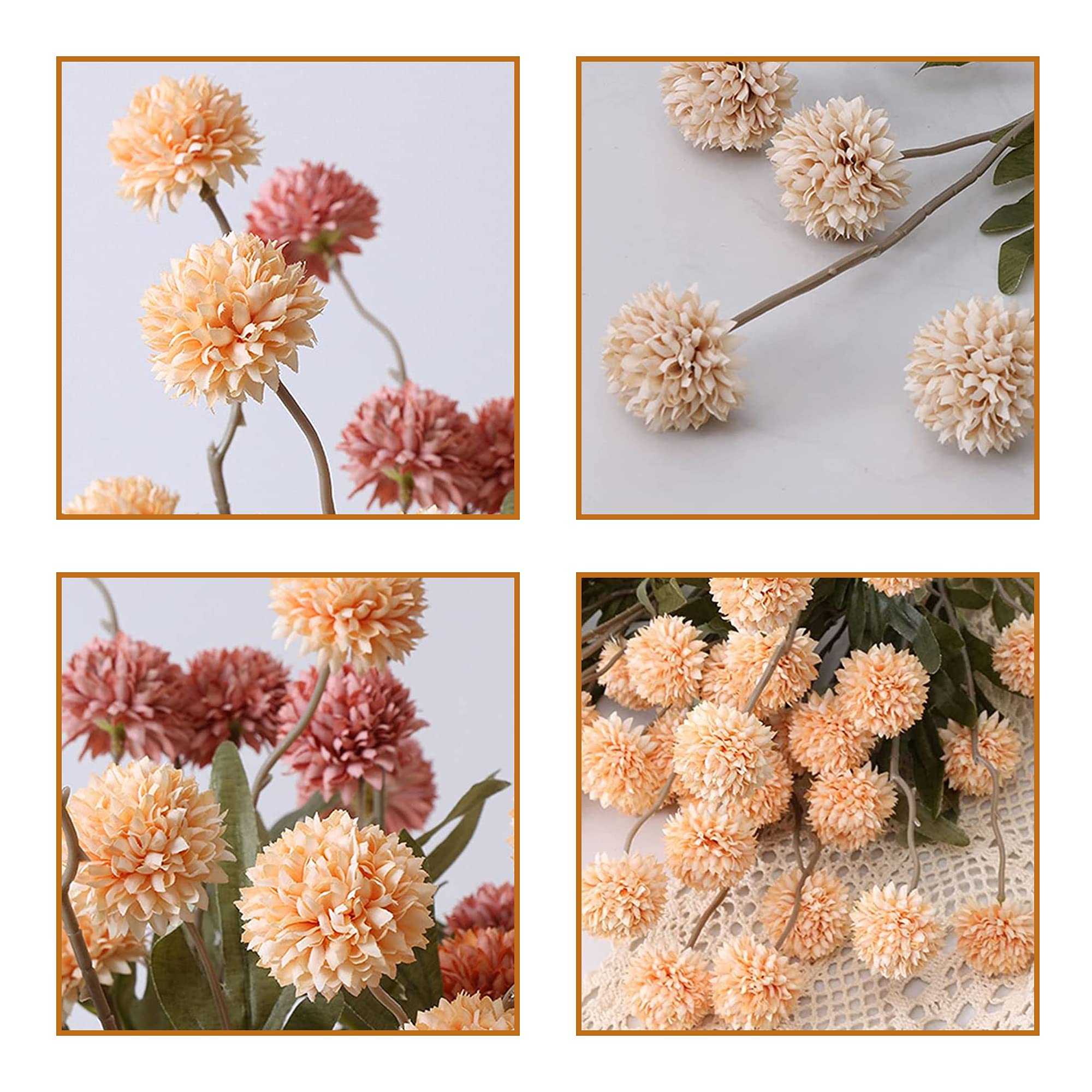 Banllis Artificial Flowers, Fake Flower Faux Plastic Dandelion for Home Decor DIY Wedding Kitchen Garden, Crown, Party, Hotel, Table - 6pcs