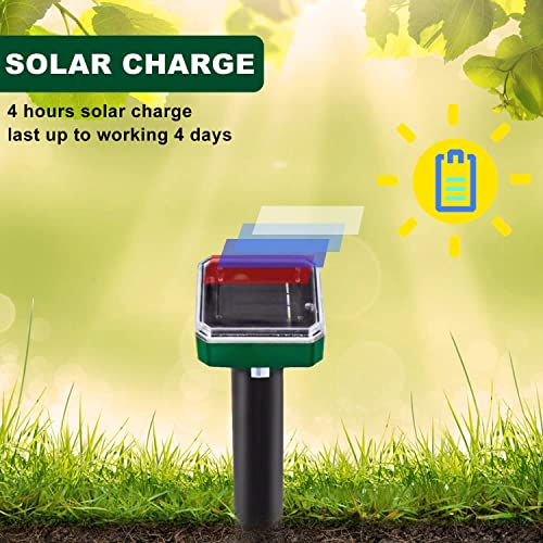 6 PK Solar Mole Repellent Outdoor Ultrasonic Gopher Control Spikes, Groundhog Repeller Snake Rodent Gopher Spikes Chaser Pest (6)