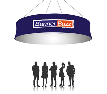 BANNER BUZZ MAKE IT VISIBLE Tapered Circle Fabric Hanging Ceiling Banner Sign Single Side Printed Outside for Trade Show Display (15' X 4')
