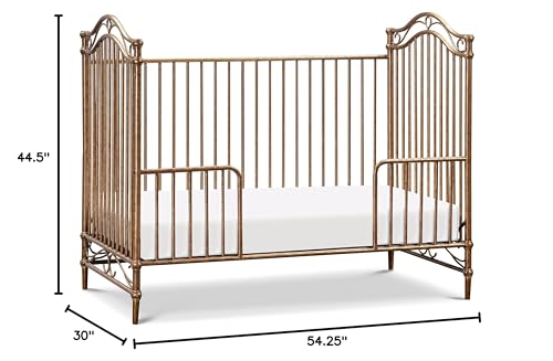 Namesake Camellia 3-in-1 Convertible Metal Crib in Vintage Gold, Greenguard Gold Certified