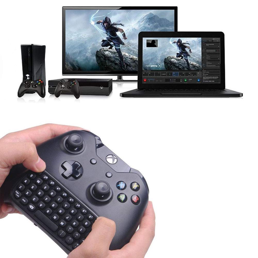 Xbox One Chatpad Gaming Wireless Mini Keyboard ChatPad 2.4GHz Receiver and 3.5mm Jack for Xbox One Elite & Slim Game Controller Gamepad (Black)