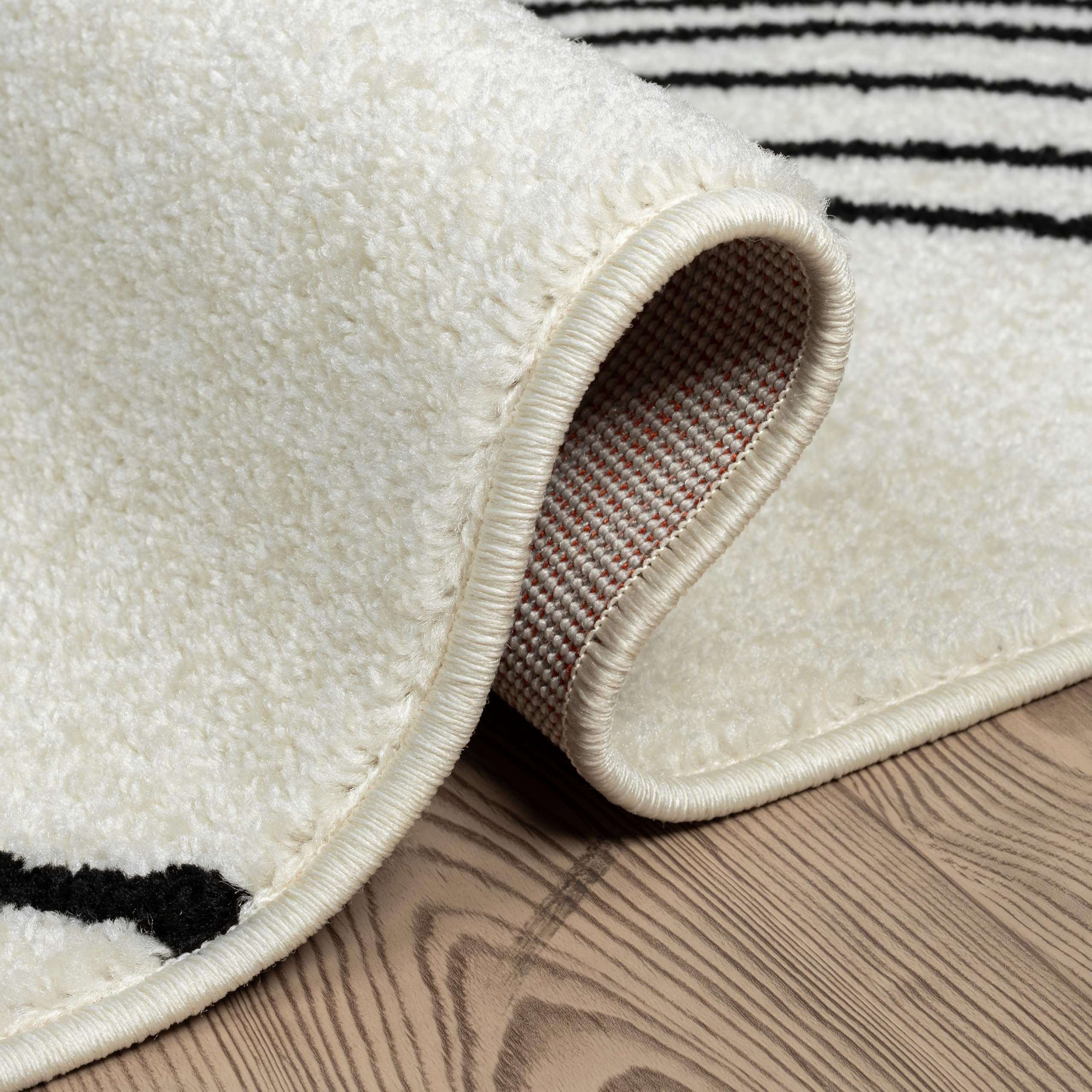 Abani Nuevo Beige Black Swirls Modern Area Rug 8' x 10' for Living Room, Bedroom - Abstract Design - Durable & Easy to Clean