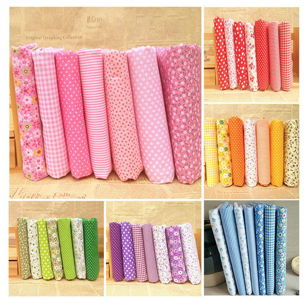7Pcs Assorted Fat Quarter Bundle Quilt Quilting Cotton Fabric Sewing DIY Set ()