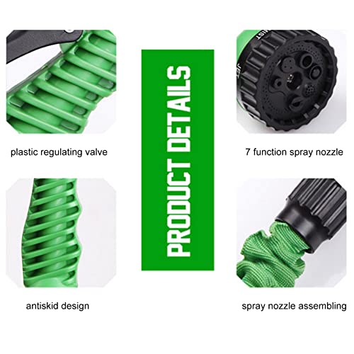 Expandable Garden Hose 100ft-Water hose, 7 Function Nozzle,Light weight,For gardening, car washing, pets, outdoors. (Green)