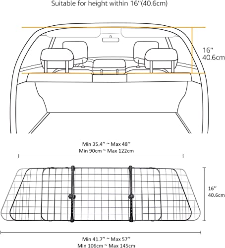 Amazon Basics Adjustable Dog Car Barrier - 16-Inch, Black