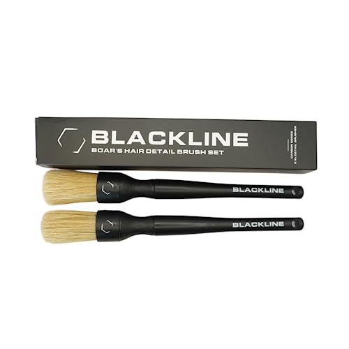 Blackline Car Care Boar Hair Brushes- Luxury Car Detailing Brush Set for Interior and Exterior - Best Auto Detailing Brushes - Premium Hair Car Detailing Brushes (Boars Hair Bristles)