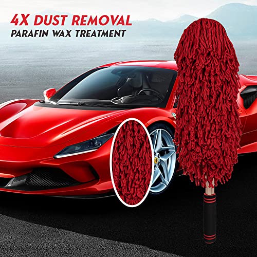 Car Duster Exterior Scratch Free,Soft Car Brush Kit for Car,Truck,SUV,RV and Motorcycle,Wax Cotton Hair,Car Dusters With Extendable Handle,Duster for car Cleaning,Dust Pollen Removing,No Lintā¦