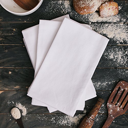 DG Collections Flour Sack Dish Towels, 100% Cotton, Set of 12 (27x27 Inches), Multi-Purpose Vintage Kitchen Towels, Very Soft,Highly Absorbent, Lint Free, Pre-Washed Tea Towels for Embroidery- White