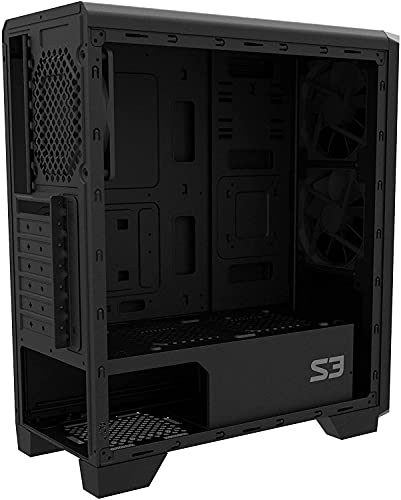 Zalman S3 TG ATX Mid-Tower PC Case, 3 x 120mm Fans Pre-Installed, Tinted Tempered Glass Side Panel, USB 3.0, Black