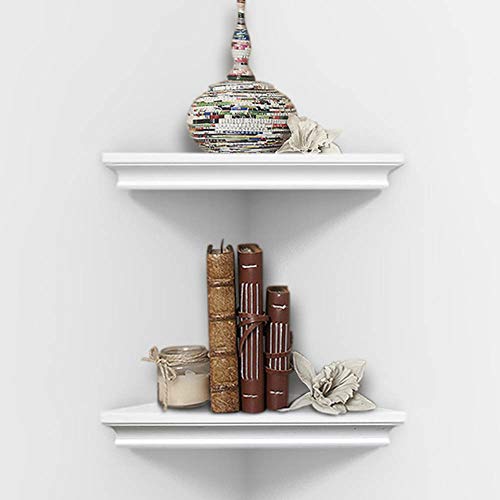 AHDECOR White Corner Shelves, Easy-to-Install Floating Corner Shelves for Home DΓ©cor, Ideal for Displaying Keepsakes, 2-Pack