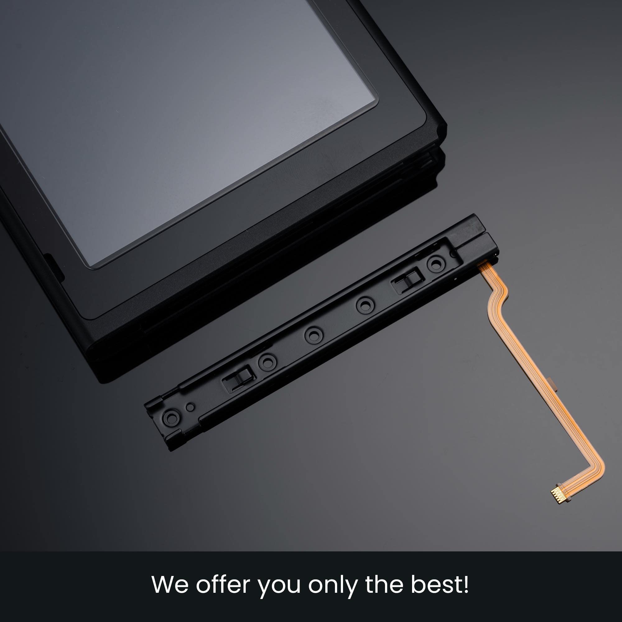 Avericht Replacement Left Slider Rail with Ribbon Cable for Nintendo Switch Console, Metal Slider Bracket Replacement Part. (Left)