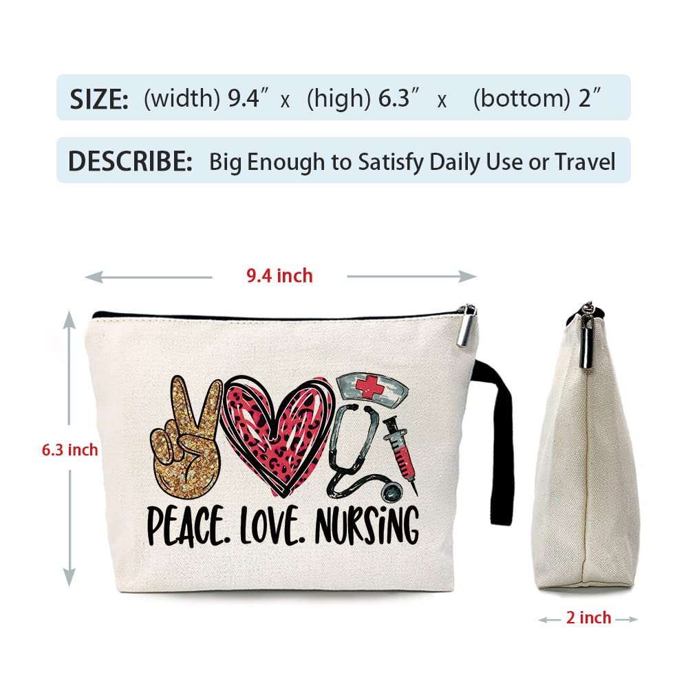 ZHANTUONE Peace Love Nursing Cosmetic Bag, Gift Best Thank You Gift for a Nurse,Nursing School Graduation Gift, Nursing Practitioner Gift, Nursing Teacher Birthday Gift,Gift for Nurse, Christmas gift