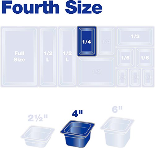 Carlisle FoodService Products Storplus Food Storage Container Food Pan, Chafing Pan for Catering, Buffets, Restaurants, Polycarbonate (Pc), 1/4 Size 4 Inches Deep, Clear, (Pack of 6)
