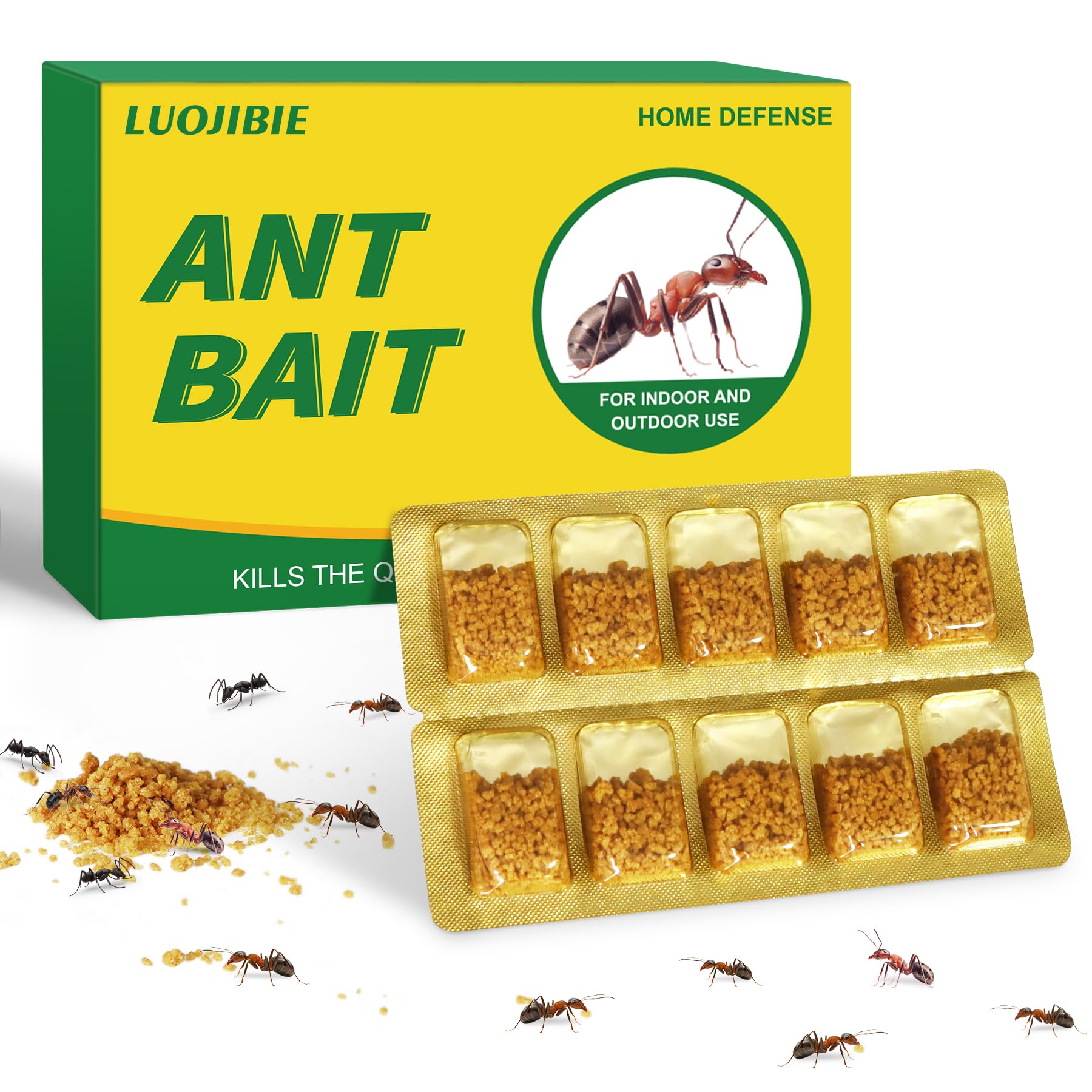 LUOJIBIE Ant Traps Indoor/Outdoor, Ant Killer Bait for Household Use, Ants Control, Strongly and Effectively Ants Repellent-10 Count