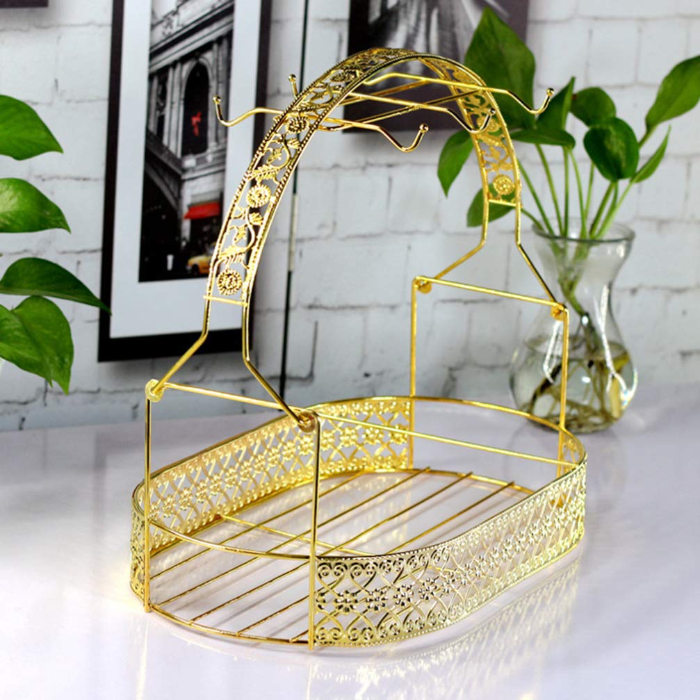 Abaodam Coffee Mug Holder Coffee Cup Rack Tea Cup Holder Dishes Organizer Stainless Steel Wire Rack Display Stand with 6 Hooks for Kitchen Counter Tea Party