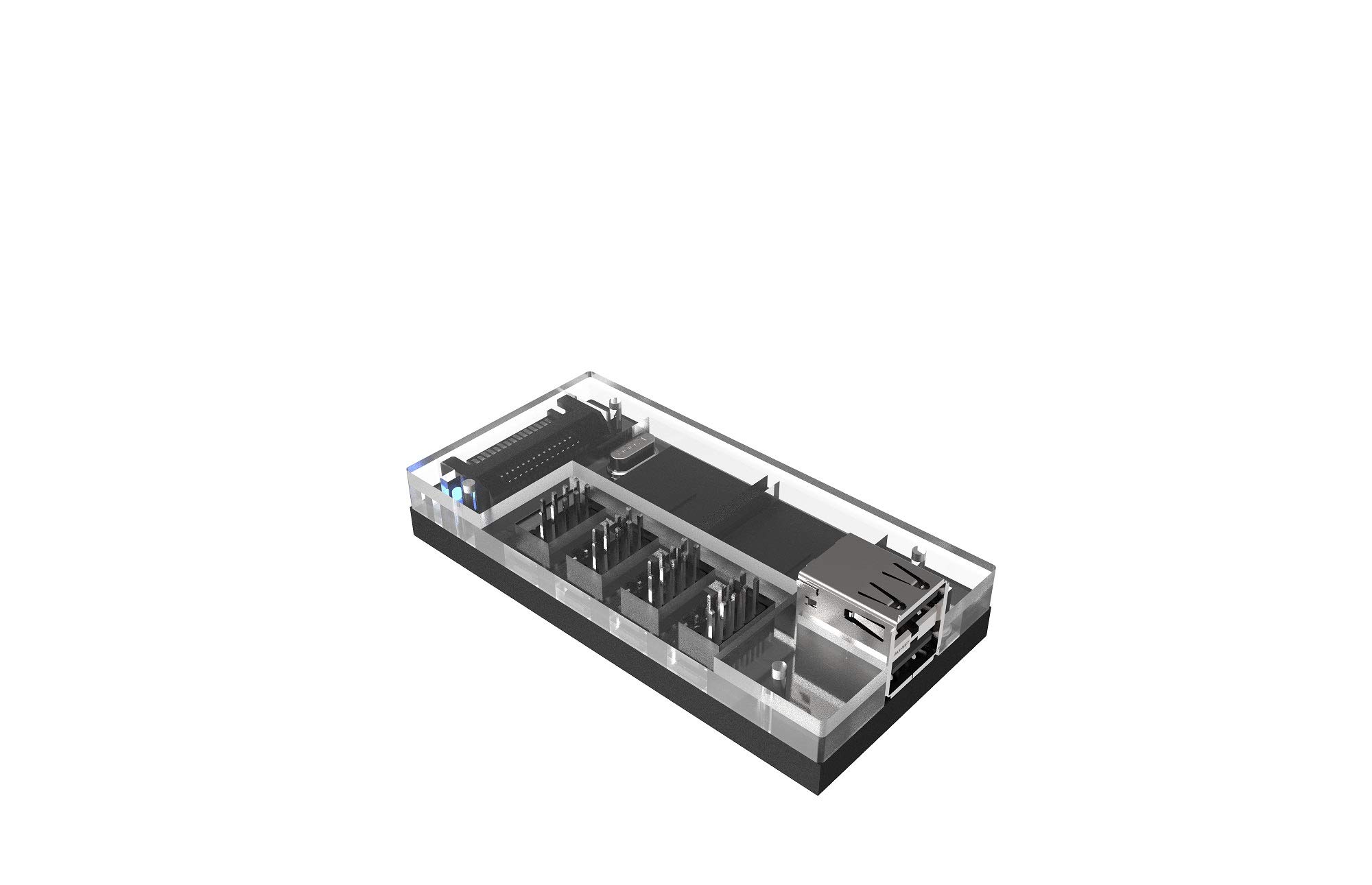 Micro Connectors S08-303-IA - Acrylic Internal USB 2.0 Hub with Magnetic Base - 5 USB 2.0 Ports Expansion