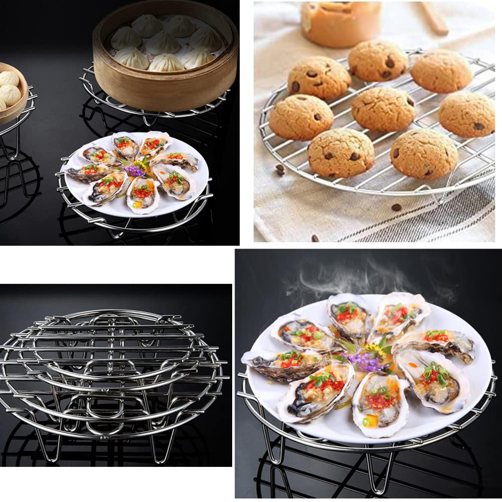 3 Pack Round Cooling Steaming Cake Rack, Stainless Steel Circular Wire Baking Rack for Air Fryer, Stockpot, Pressure Cooker (6/7/8 Inch)