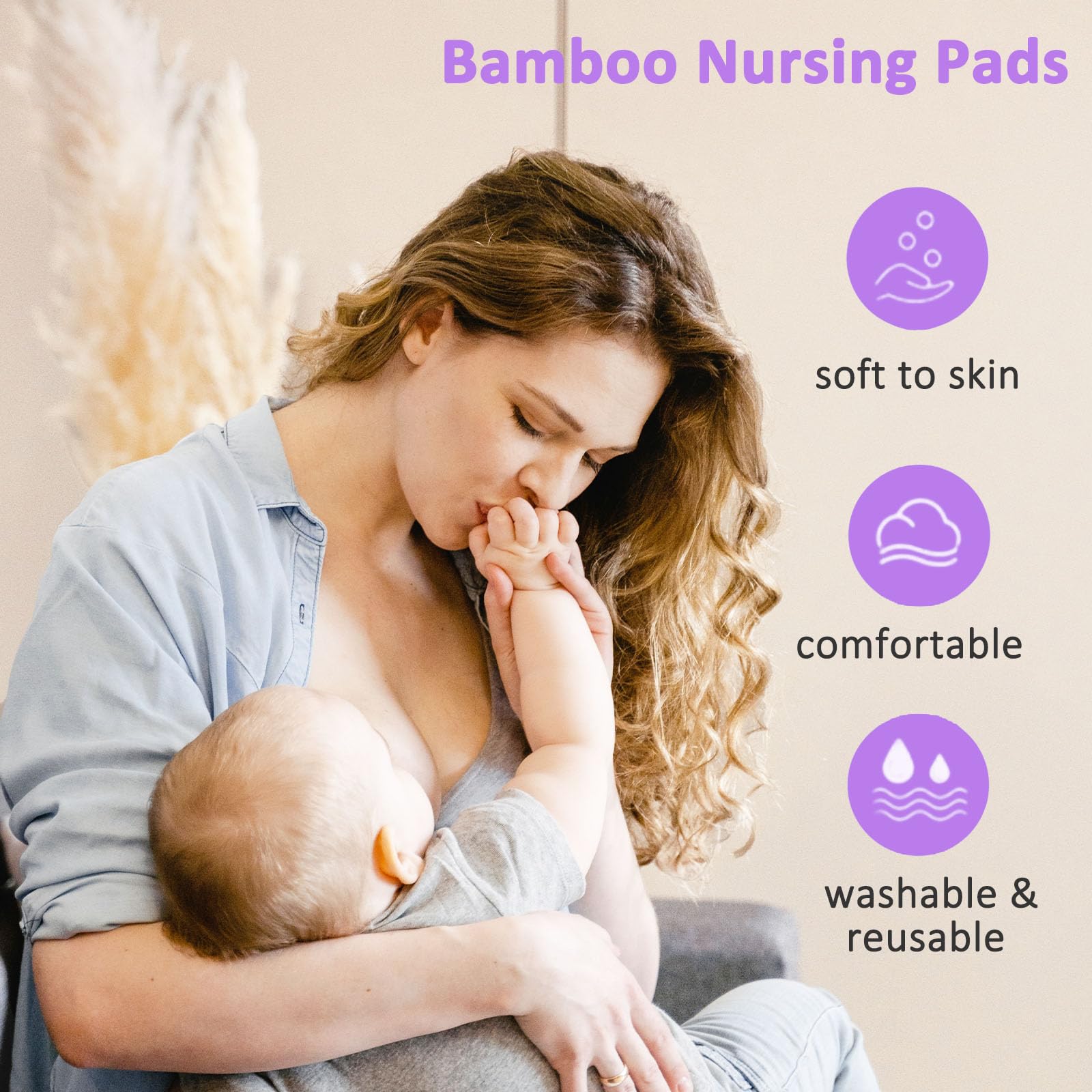 Beieverluck 48 Pack Reusable Nursing Breast Pads with Wash Bag Breastfeeding Nipple Pads for Maternity Washable Breast Pads for Breastfeeding