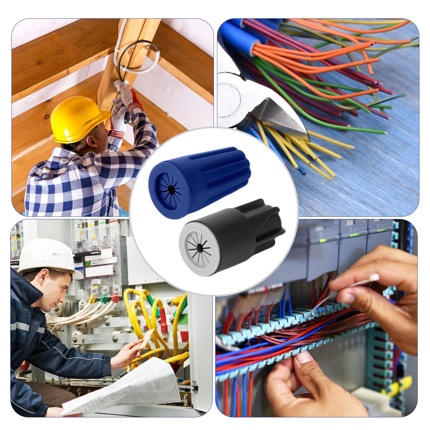 40pcs Waterproof Wire Nut Connectors, Outdoor Electrical Wire Connectors Twist Nuts Caps Wire Caps Compatible with 22AWG-12AWG for Outdoor Lights Irrigation Valves (Blue; Black)