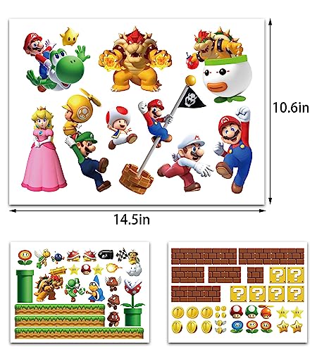 Cartoon Game Wall Decals, Build Scene Wall Stickers Bedroom Playroom Background Wall Decor DIY Removable Waterproof Decals for Wall