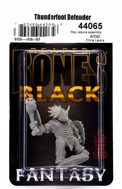 Reaper Miniatures Thunderfoot Defender #44065 Bones Black Unpainted Plastic Mini
