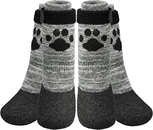 KOOLTAIL Anti Slip Dog Socks - Outdoor Dog Boots Waterproof Dog Shoes Paw Protector with Strap Traction Control for Hardwood Floors