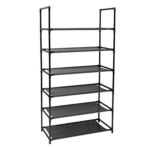 6-Tier Shoe Rack Shoes Storage Organizer Entryway Metal Shoe Holds 18-24 Pairs of Shoes