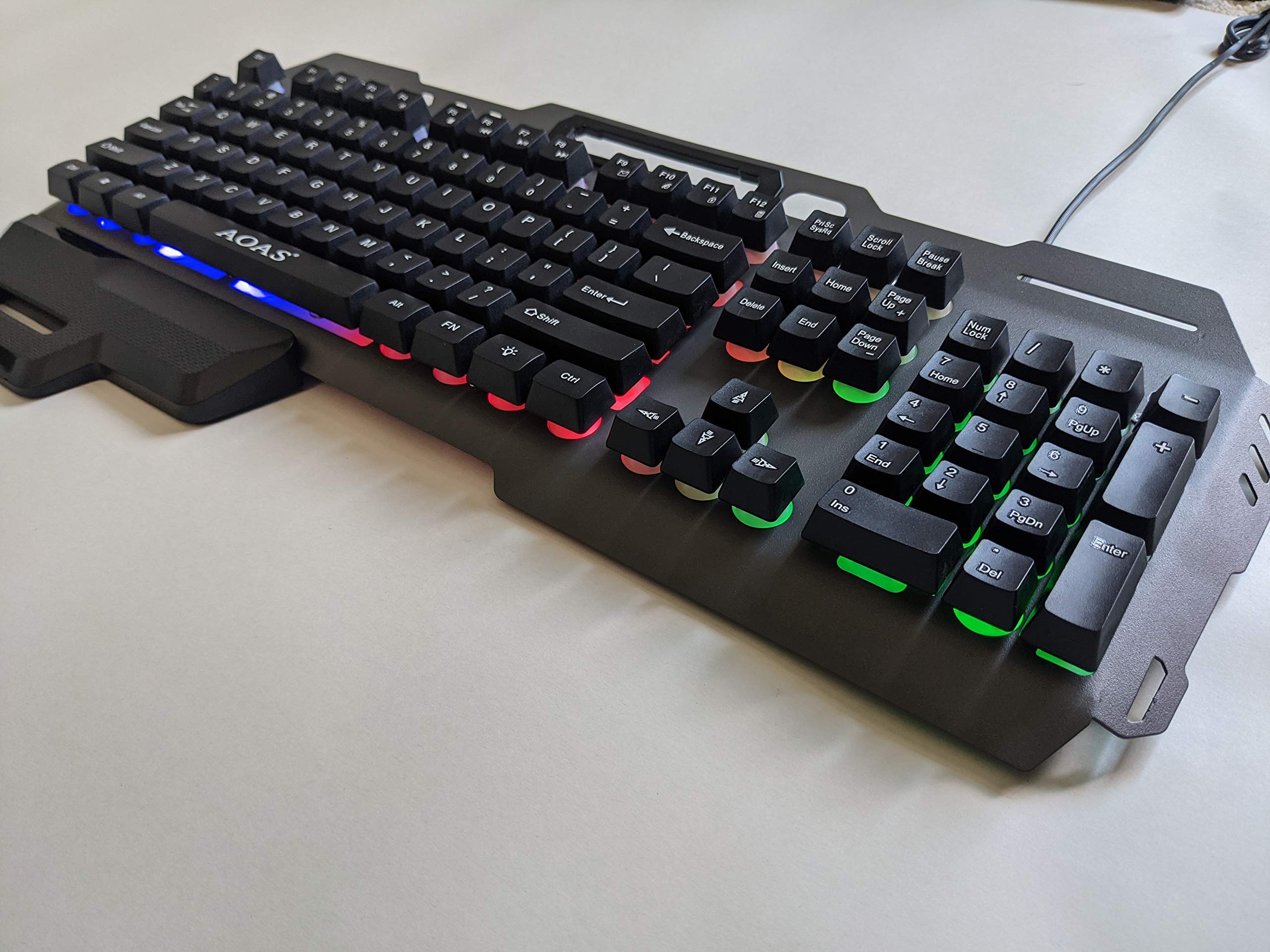 Illuminated Gaming Keyboard Model M-1000, Ergonomic Design, Waterproof and Anti-Skid Design, Support Multiple System, Constant Light/Breathing Mode Switch, Strong USB Cable 1.5m (5 ft.)
