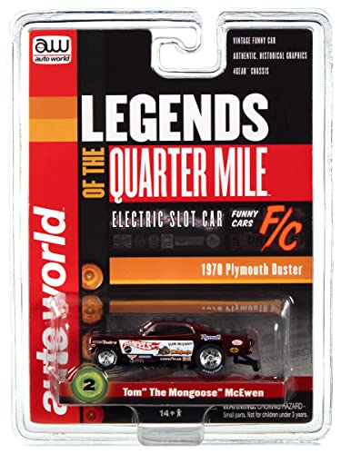 Auto World 4Gear R26 Tom The Mongoose McEwen - 1970 Plymouth Duster HO Scale Slot Car