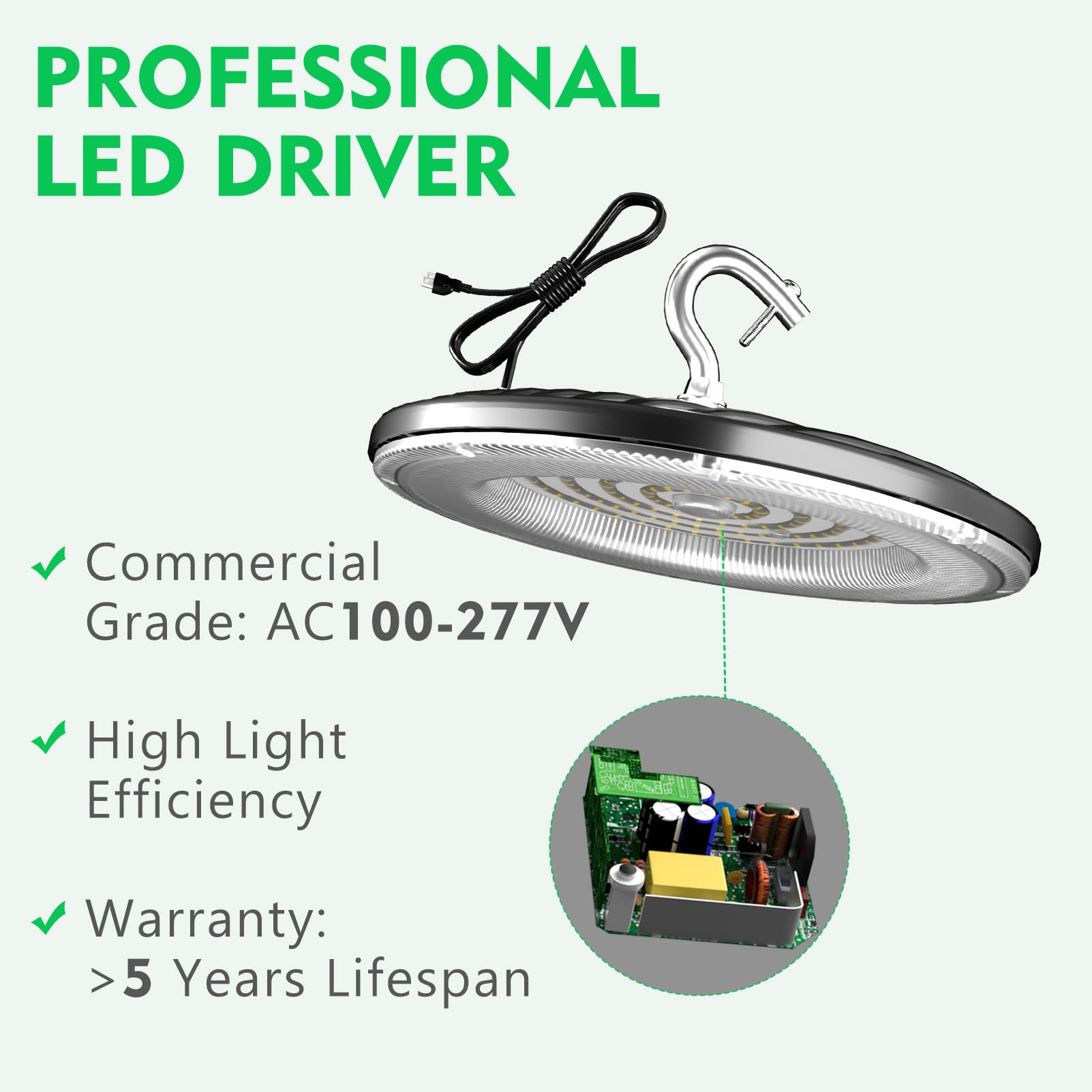 bulbeats 240W LED High Bay Light 36000lm (Eqv.1000W MH/HPS) 5000K ETL Listed High Bay LED Light, AC100-277V UFO Lights-4Pack 𝟓𝐘𝐫𝐬 𝐖𝐚𝐫𝐫𝐚𝐧𝐭𝐲