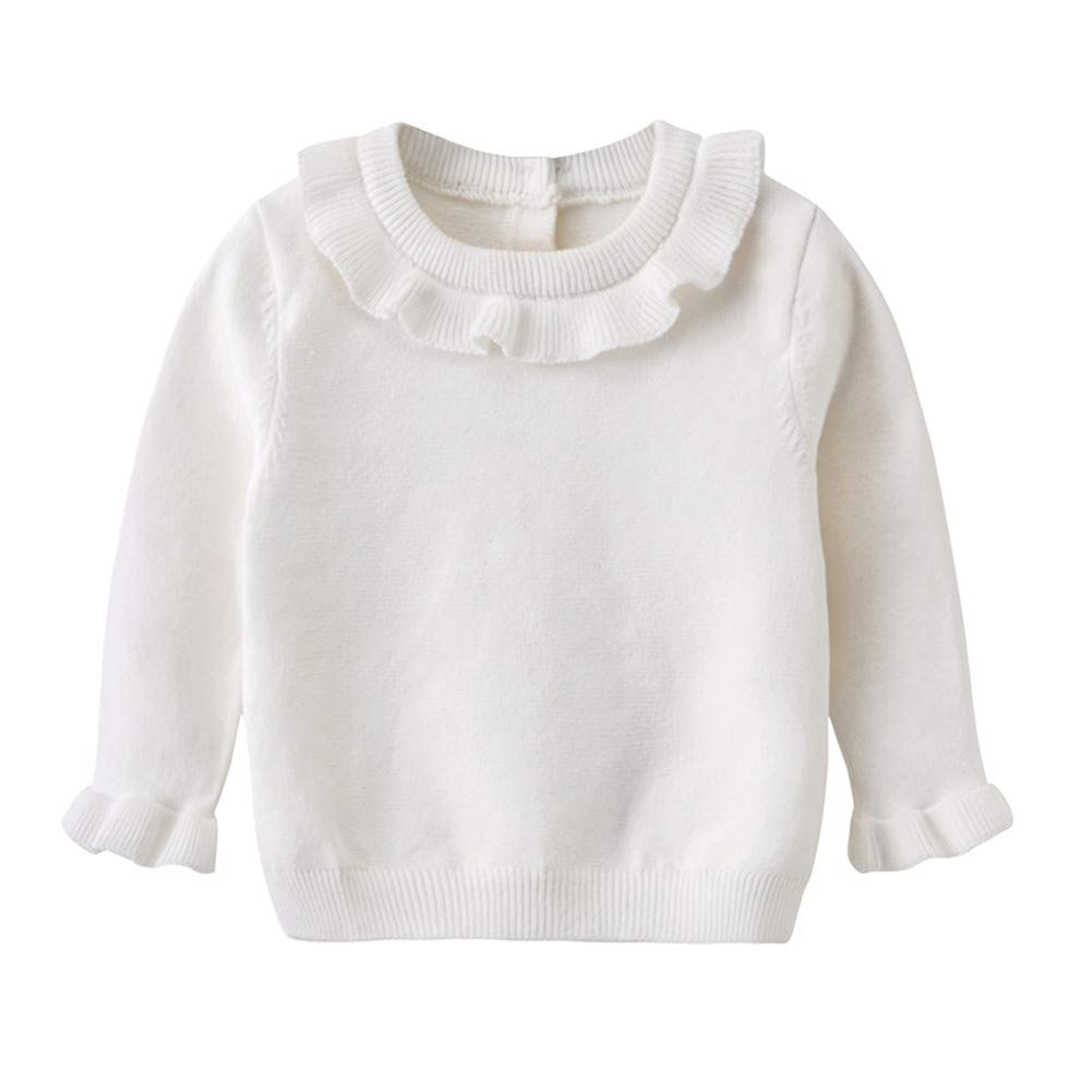 Pullover Sweater for Girls Baby Toddler Knit Crewneck Sweater Sweatshirt Winter Clothes Tops Outfits White