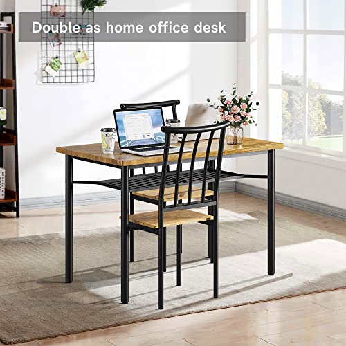 Amyove Dining Room Set for 4 Kitchen Table and Chairs for 4 with Storage Rack, Rustic