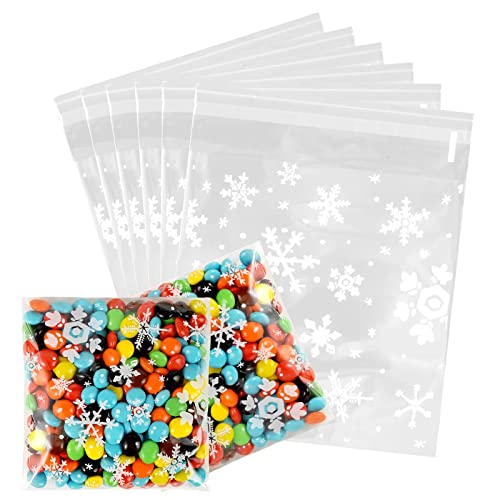 Artby7 Halloween Candy Snack Treat Bags, 100 Pack 3.9x3.9 Self Sealing Cellophane Bags for Small or Mini Pastry Cookie Treat on Wedding Birthday Graduation Party Gift Giving