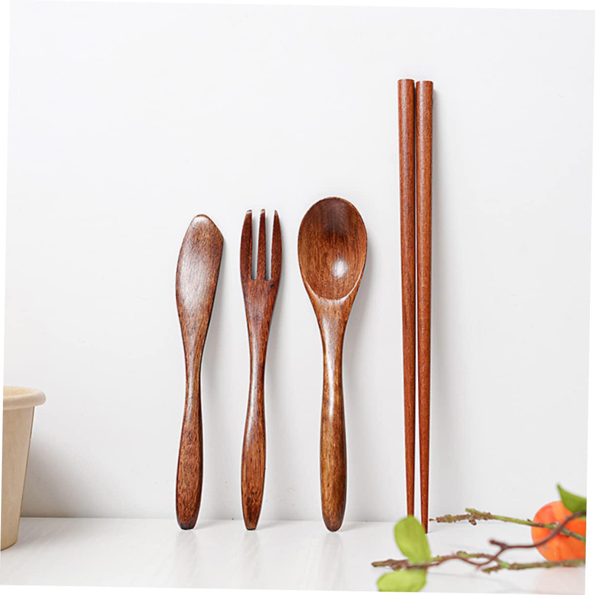 3 Sets Spoon Fork Chopsticks Wooden Spoons for Eating Wooden Flatware Wood Chopsticks Wooden Tableware Wooden Silverware Wood Dinnerware Wooden Fork Wood Spoon Wood Fork