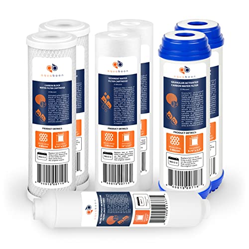 7 Filters 1 Year Replacement Kit for 5 & 6-Stage RO Unit by AquaBoon - Universal Standard 10” x 2.5” Size