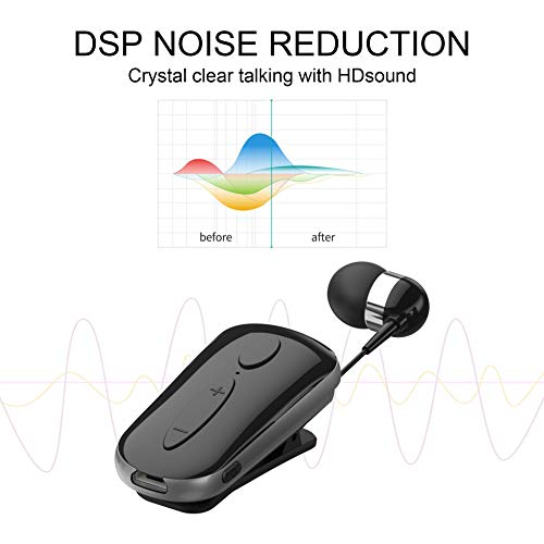 NILEWEI Bluetooth Headset Wireless Earpiece with Microphone for Cell Phones/iPhone/Samsung/Lg, HandsFree Calling Noise Cancelling, Bluetooth V4.1 Single Earbud for Office Trucker Driver(Retractable)