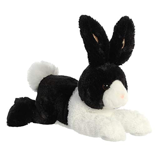 Aurora® Adorable Flopsie⢠Dutch Rabbit Stuffed Animal - Playful Ease - Timeless Companions - Black 12 Inches