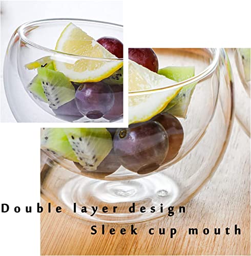 AEFPOYMXU Clear Dessert Cups Glass Set of 2 Crystal Ice Cream Trifle Bowl Double Clear Glass Fruit Parfait for Appetizers, Condiments and Cocktails Dip Bar Snack Dish(300ML)