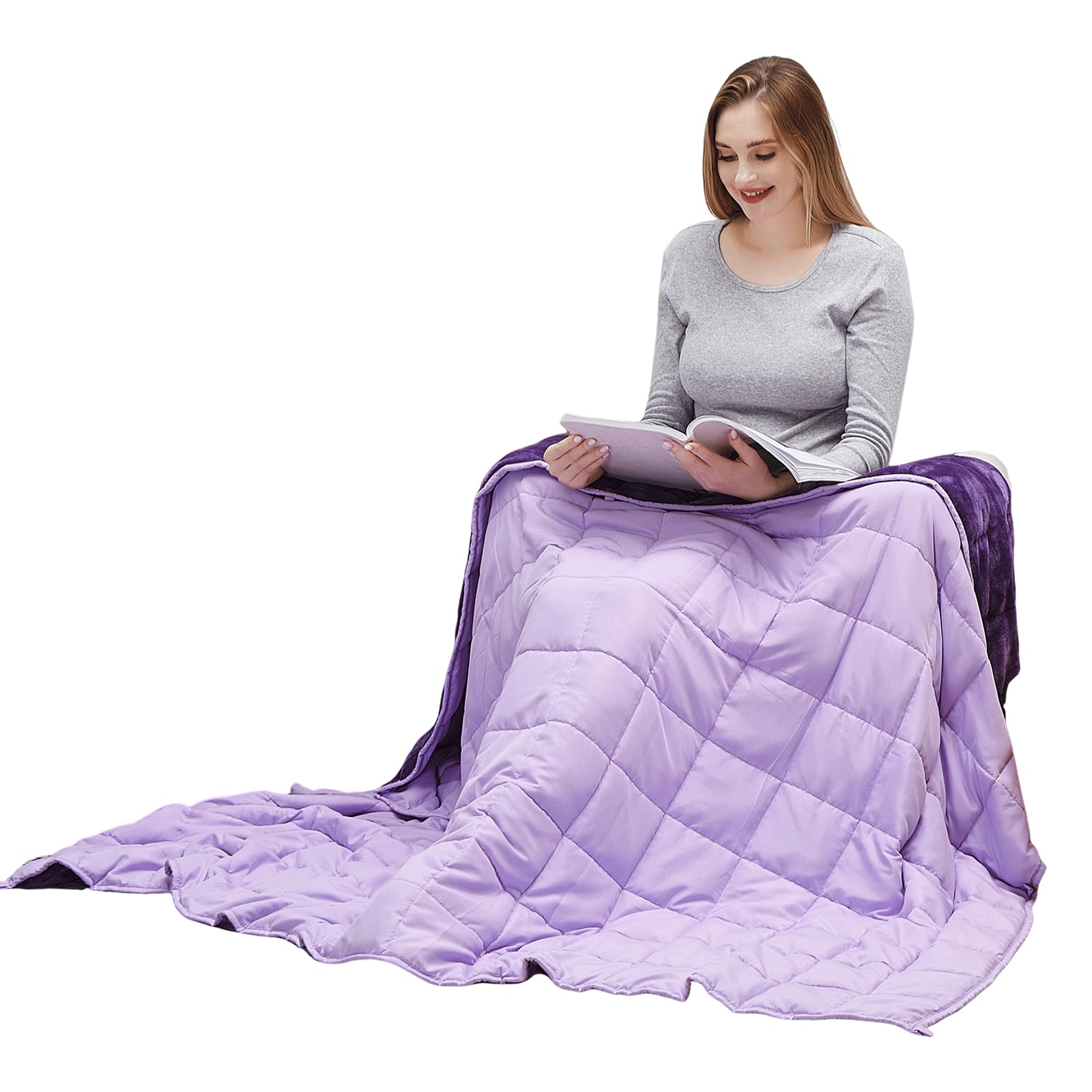 MOTRIP Weighted Blanket 10 Pounds Flannel, Soft Bed Blanket with Sanded Reversible, 48''x72'' 10lbs Purple