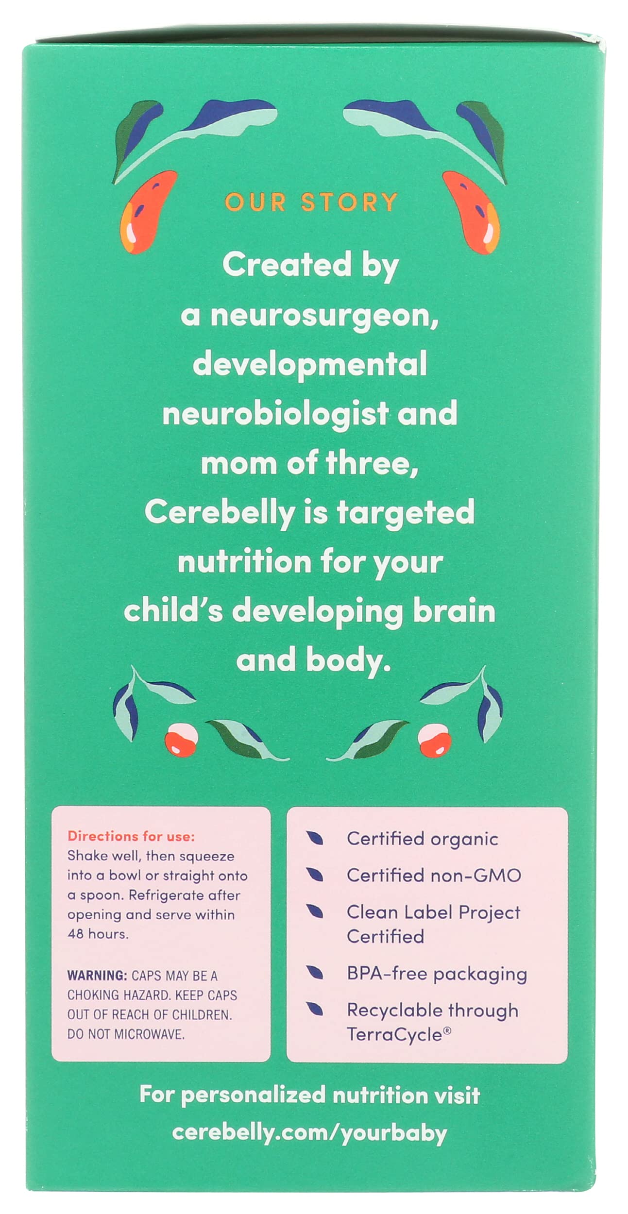 CEREBELLY Organic 10-11 Months Variety Pack Baby Purees 3 Count, 4 OZ