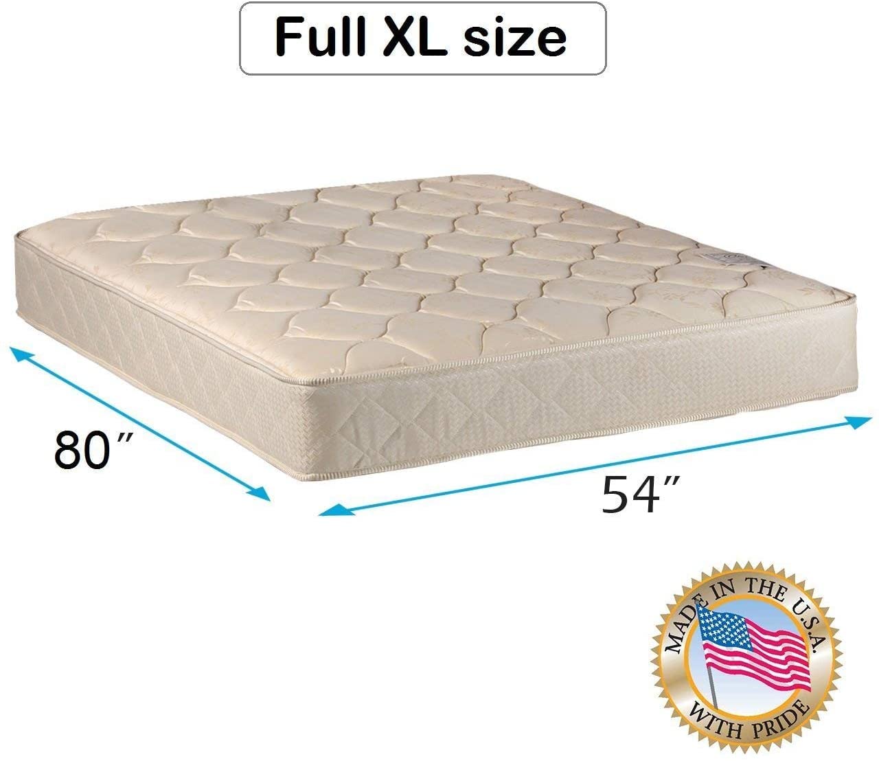 DS Solutions USA Comfort Classic Gentle Firm Full XL (54"x80"x9") Mattress Only - Fully Assembled, Orthopedic, Good for Your Back, Long Lasting and 2 Sided