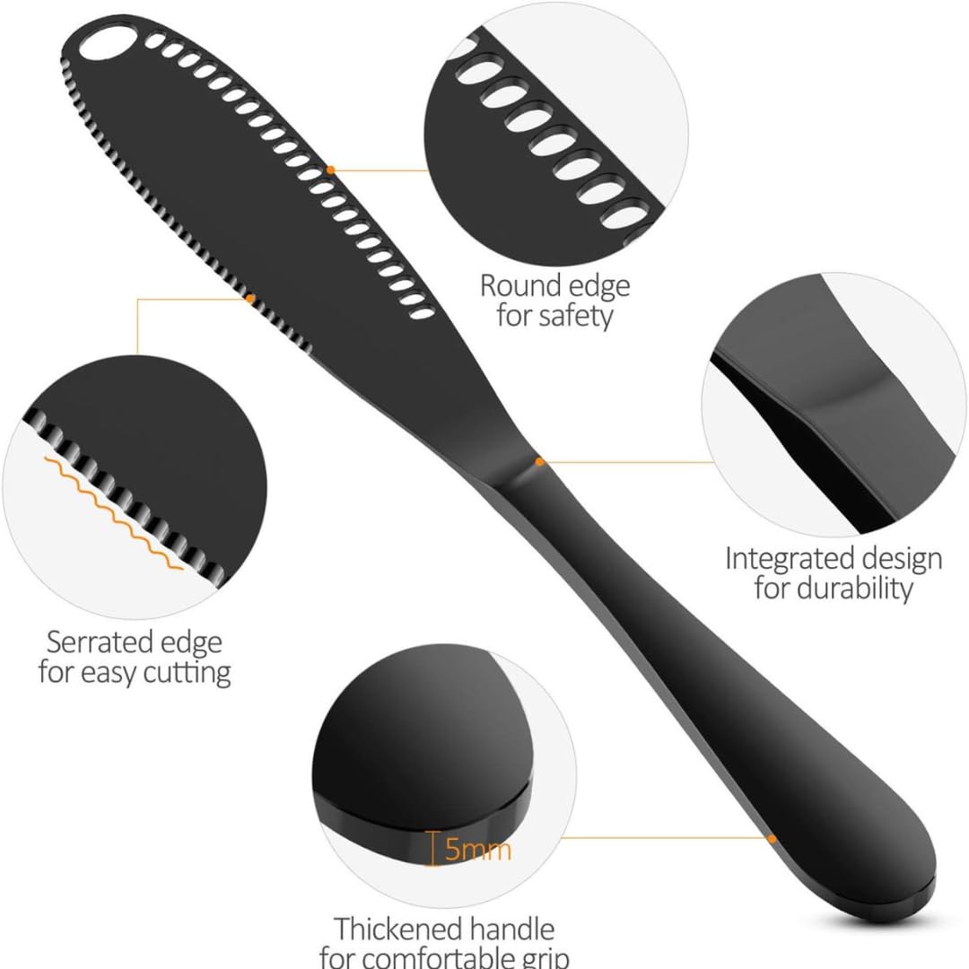 AMAZING GOODS Stainless Steel Butter Spreader, Butter Knife - 3 in 1 Kitchen Gadgets (3 Set) 1 Gold, 1 Sliver, 1 Black