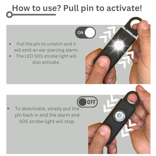 The Original Self Defense Siren Personal Safety Alarm for Women, Men, Kids, Elderly - SOS LED Strobe Light - Air Travel/TSA Friendly - Emergency Safe Key Chain Device, Pocket Size - 2 Units