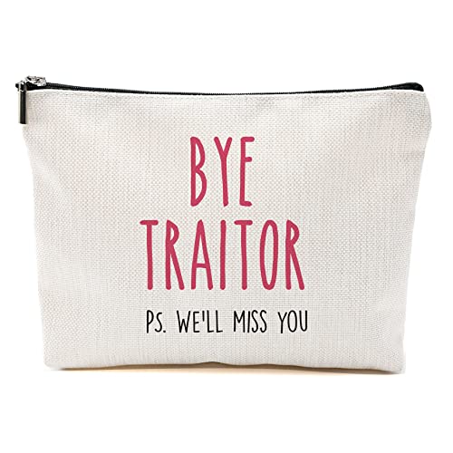 Blue Leaves Farewell Gifts for Coworkers Women, Coworker Leaving Gifts, Going Away Gifts for Coworkers, Friends, Boss, Coworker Goodbye Gift, Funny Farewell Makeup Bag - Bye Traitor, Retirement Gifts